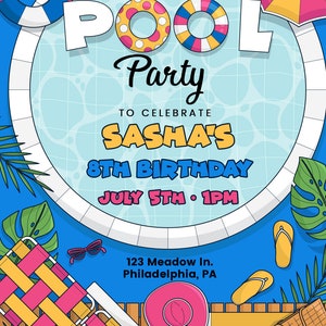 Pool Party Invite, Summer Birthday, Pool Party Text, Kids Birthday Text ...