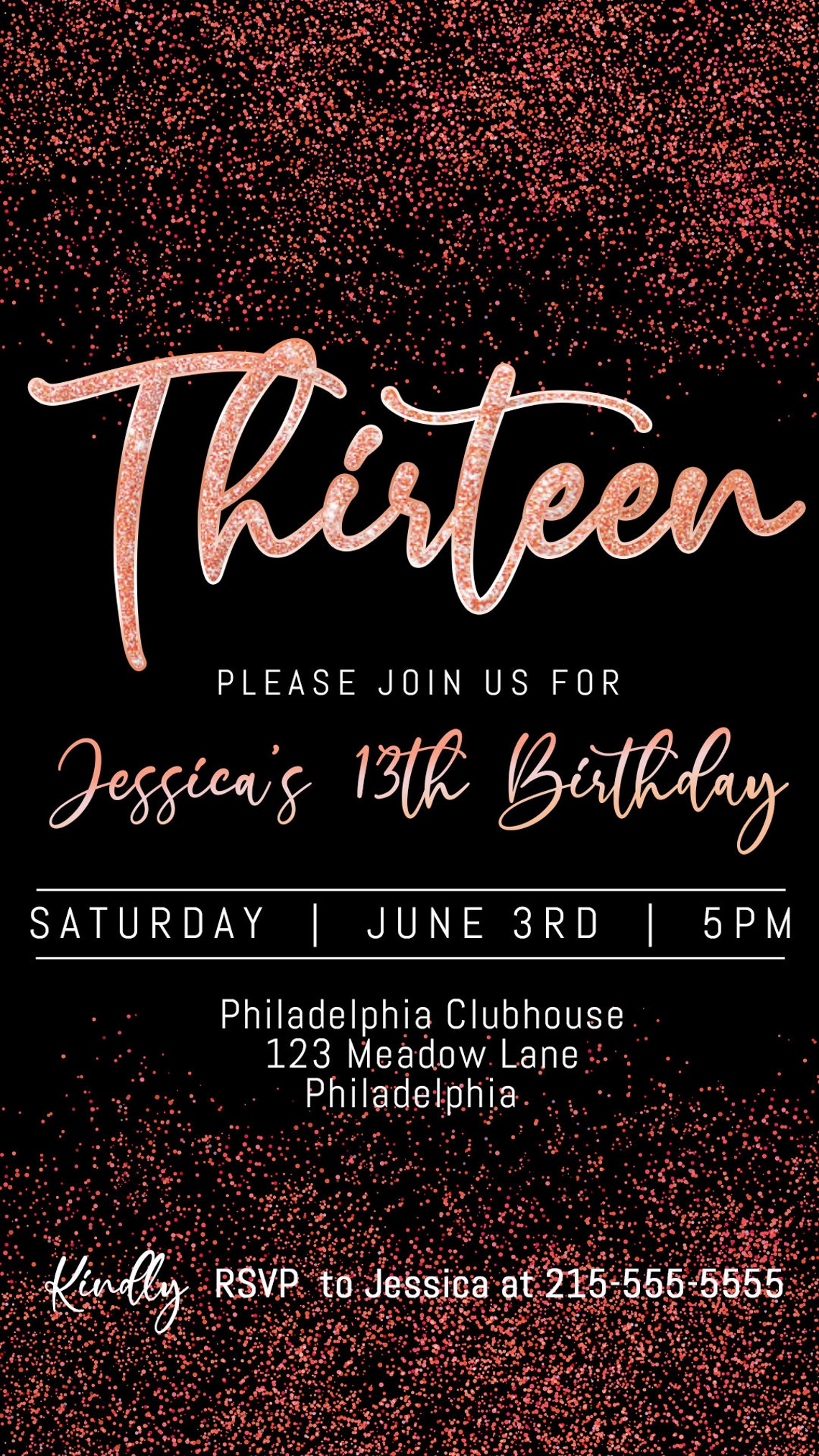 Pink Glitter Invite Glitter Text Invite Girly Text Invite | Etsy