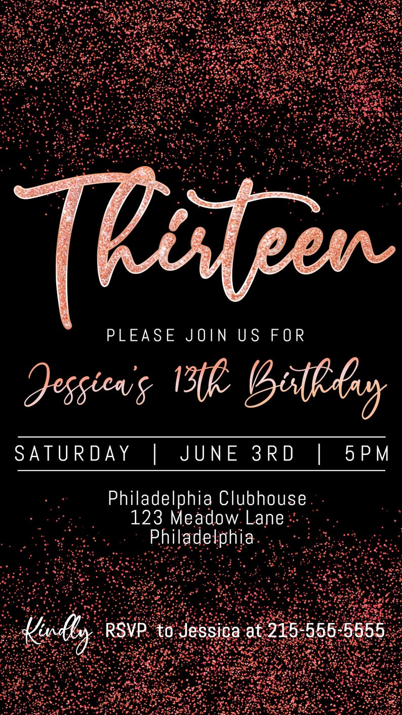 Pink Glitter Invite Glitter Text Invite Girly Text Invite - Etsy