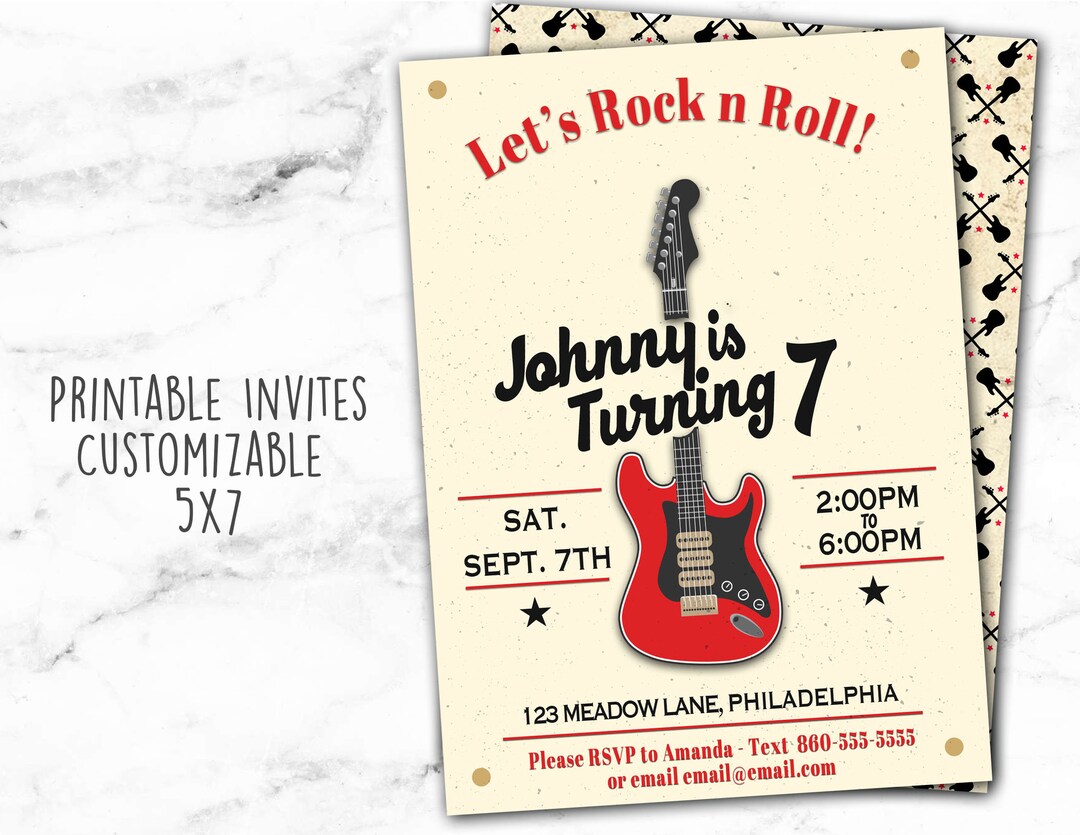 Rock N Roll Birthday, Rock N Boll Invitation, Rock N Roll Party, Rock N ...