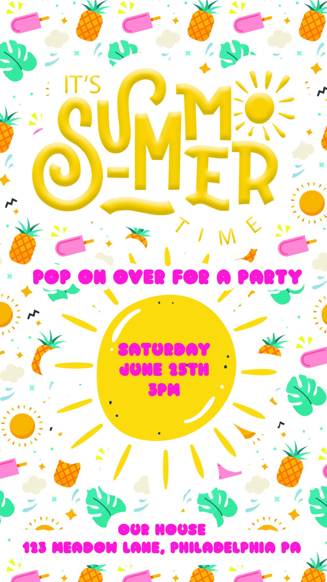Summer Invite Summer Birthday Pool Party Text Summer Party - Etsy