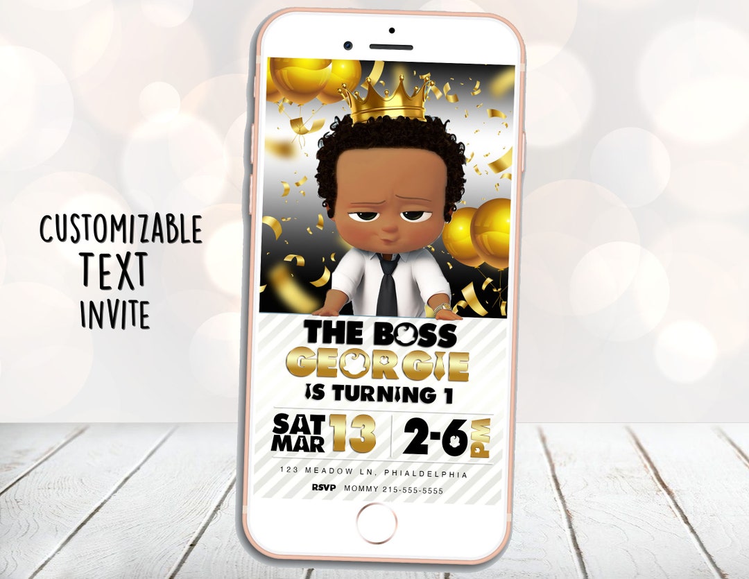 Baby Boss Text Invitation, Baby Boss Invite, Baby Boss Birthday, Baby ...