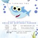 Baby Shark Text Invitation, Baby Shark Drive BY, Baby Shark Party, 1st ...