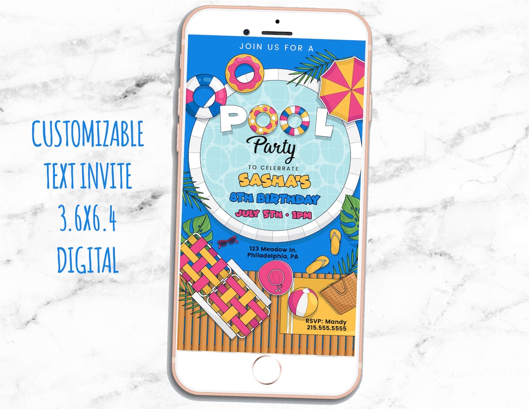 Pool Party Invite, Summer Birthday, Pool Party Text, Kids Birthday Text ...