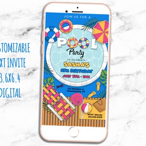 Pool Party Invite, Summer Birthday, Pool Party Text, Kids Birthday Text ...
