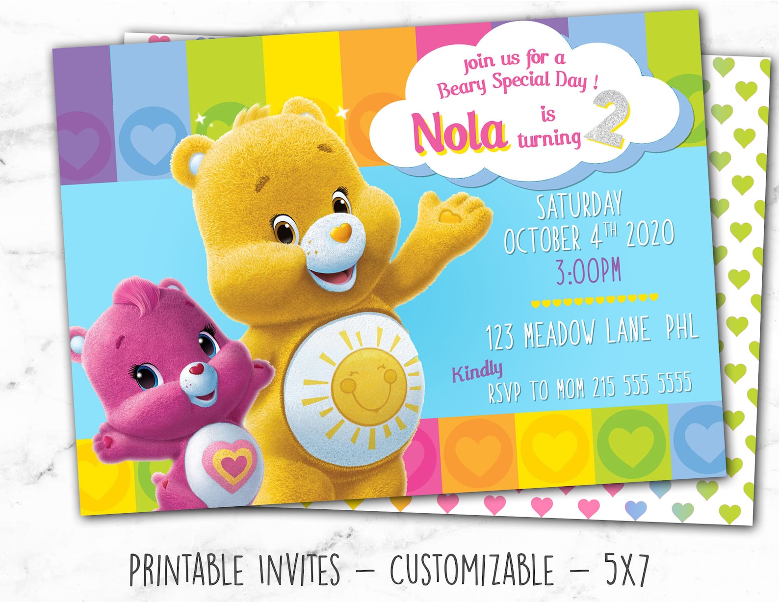 Care Bear Invitation Care Bear Party Care Bears Birthday - Etsy