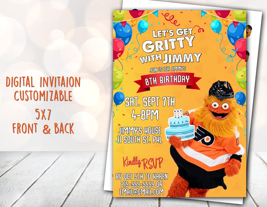 Gritty Invitation, Gritty Mascot Invite, Flyer's Gritty Party, Gritty ...