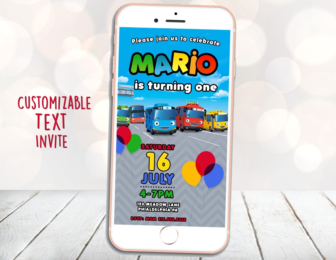 Tayo Birthday Invitation, Tayo Birthday Party, Tayo Text Invite, Truck ...