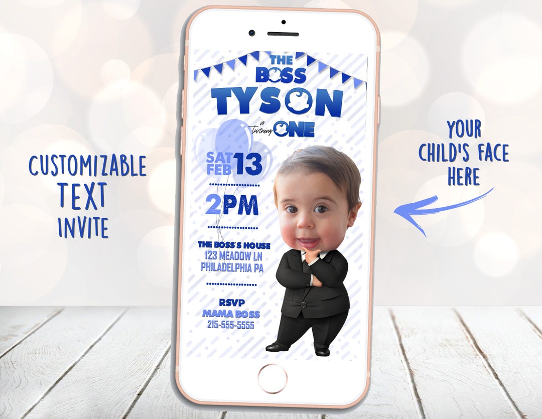 Baby Boss Text Invitation, Baby Boss Invite, Baby Boss Birthday, Baby ...