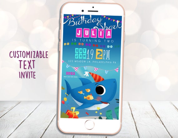 Baby Shark Text Invitation Baby Shark Drive BY Baby Shark | Etsy