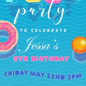 Pool Party Invite, Summer Birthday, Pool Party Text, Kids Birthday Text ...