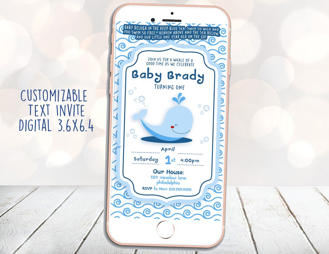 Beluga Whale Birthday Invitation, Aquarium Birthday Party, Whale Party ...