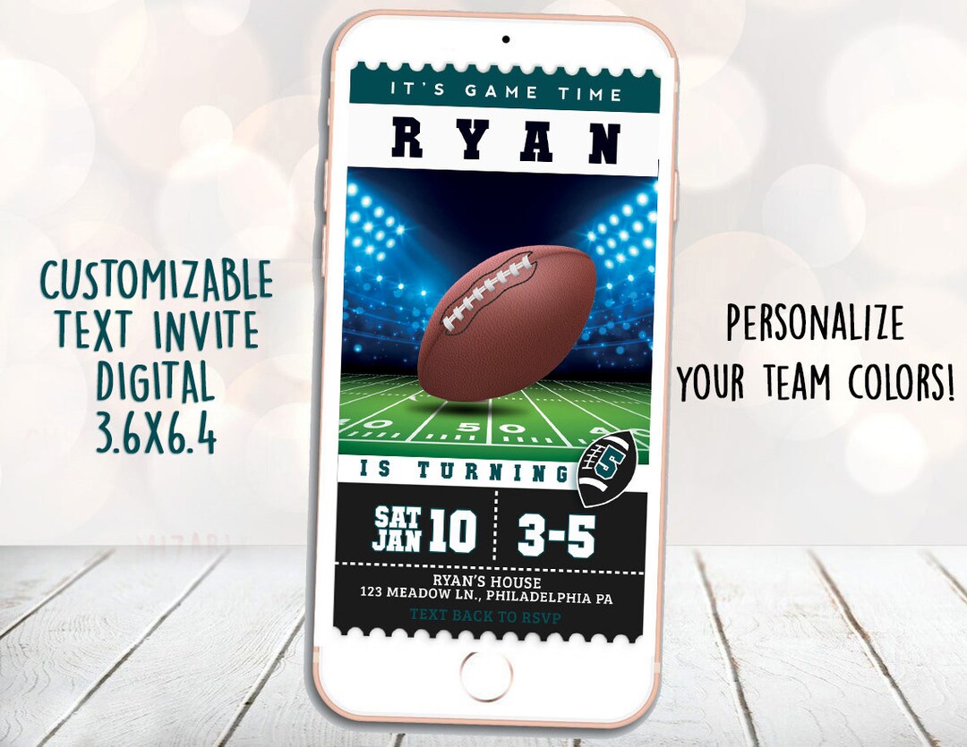 Football Invitation, Digital Football Invitation, Football Birthday ...