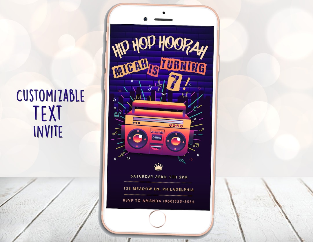 Hip Hop Invitation, Hip Hop Text Invitation, Hip Hop Birthday, Hip Hop ...