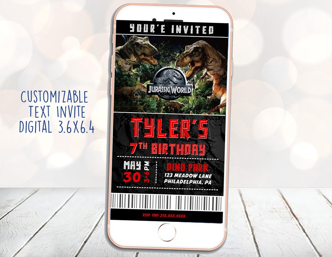 Jurassic World Birthday Invitation, Jurassic World Party, Jurassic ...
