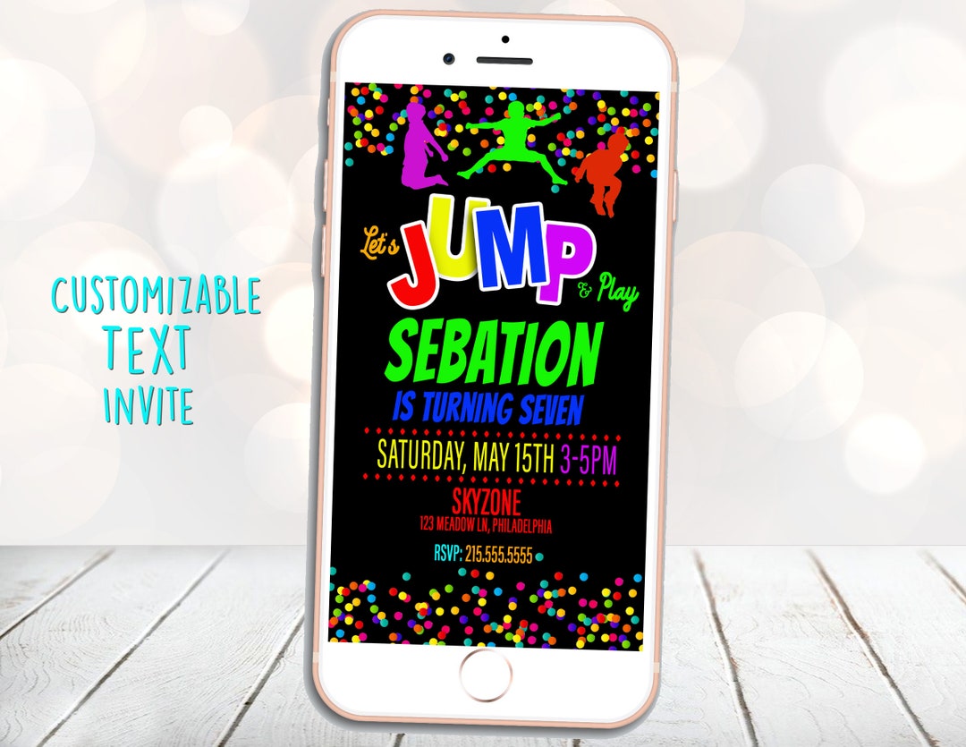Jump Invitation, Jump Birthday Invitation, Trampoline Party, Bounce ...