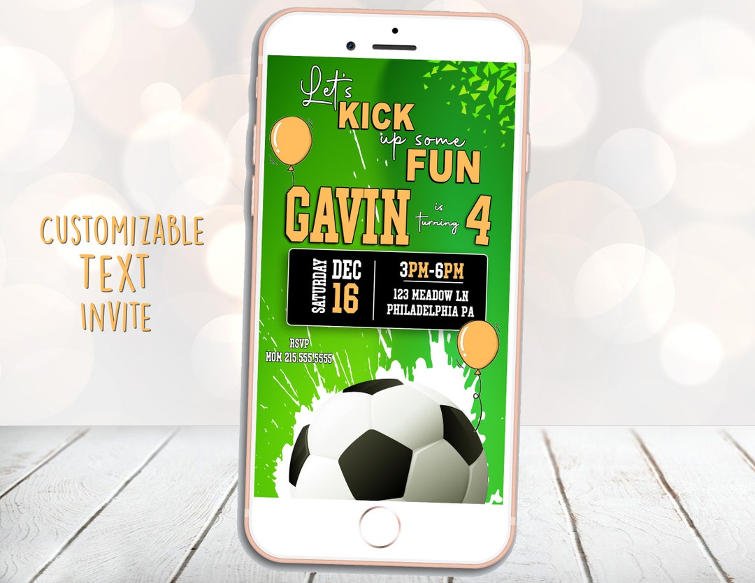 Soccer Invite, Soccer Birthday Party, Sports Invite, Sports TEXT Invite ...
