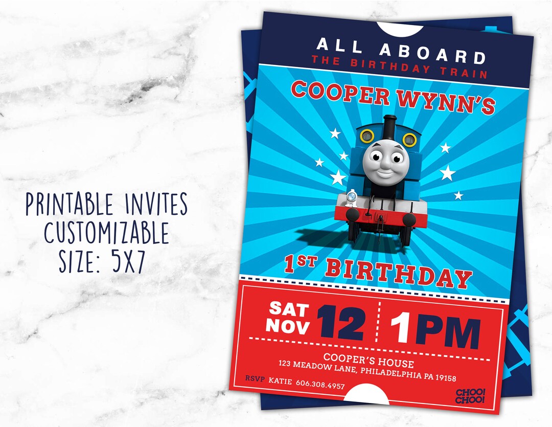 Thomas the Train Invitation, Train Birthday, Train Theme Party, Digital ...