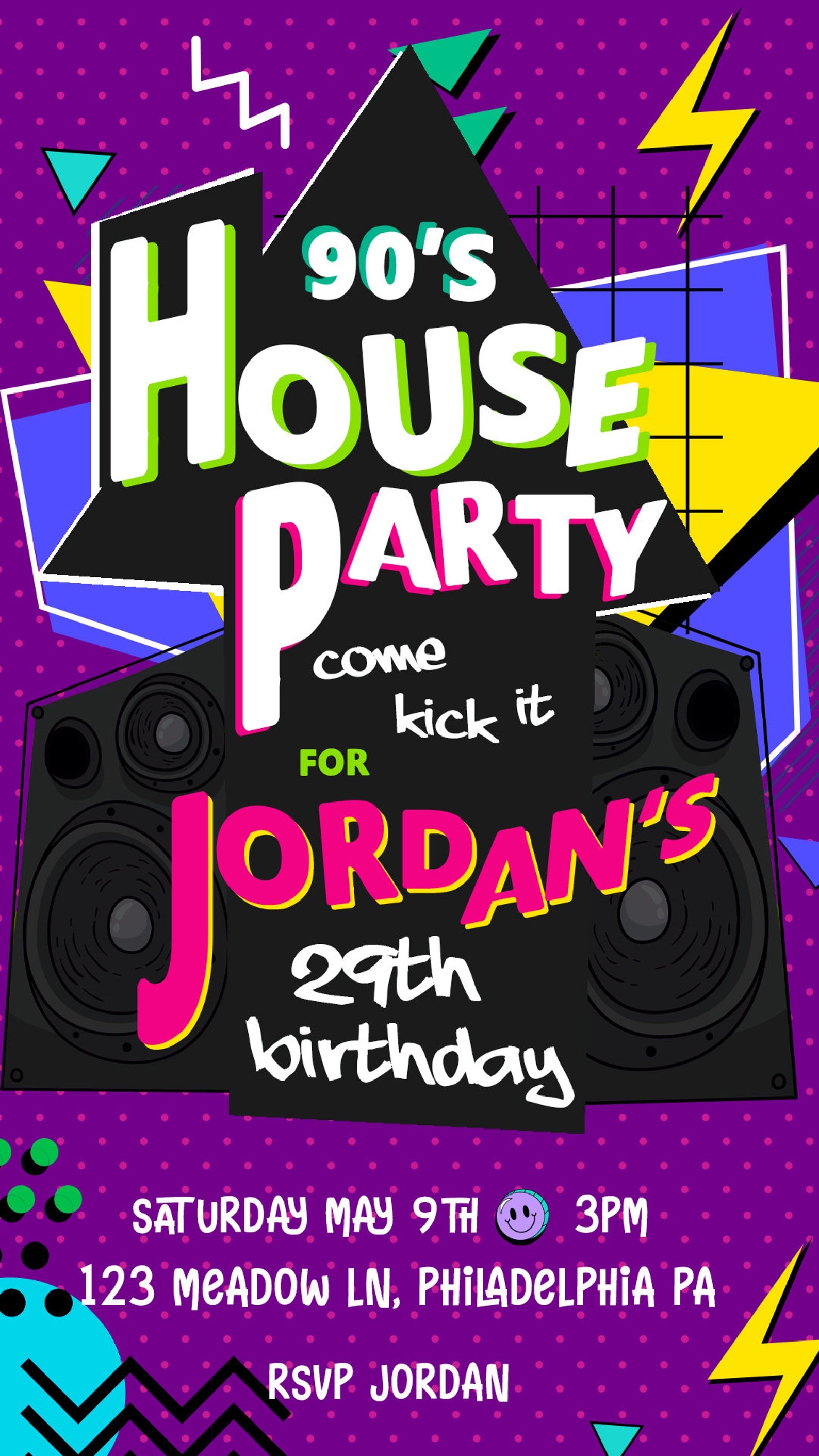 House Party Invite, House Party Text Invitation, 90's Party Text ...