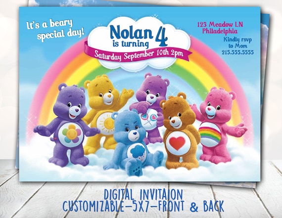 Care Bear Invitation Care Bear Party Care Bears Birthday | Etsy