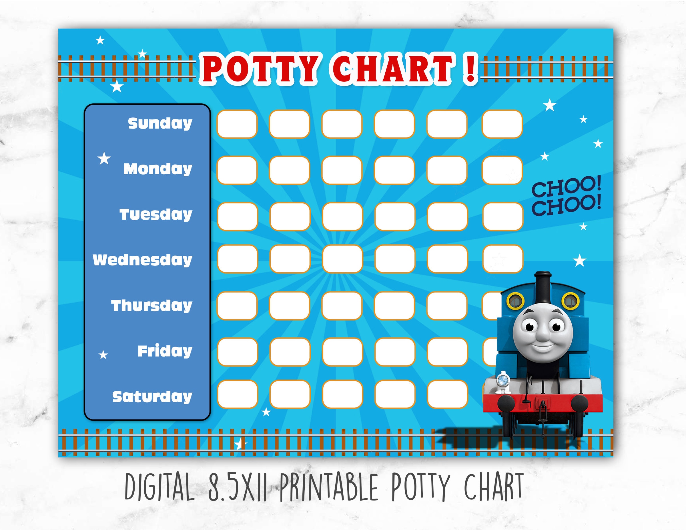 Train Printable Potty Training Chart High Res JPG Files - Etsy Australia