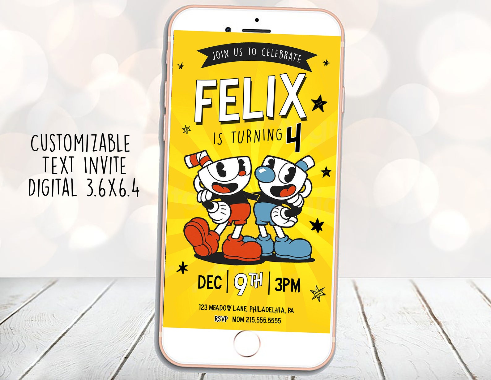 Cuphead Birthday Party Invitations Cup Head Show Invite - Etsy