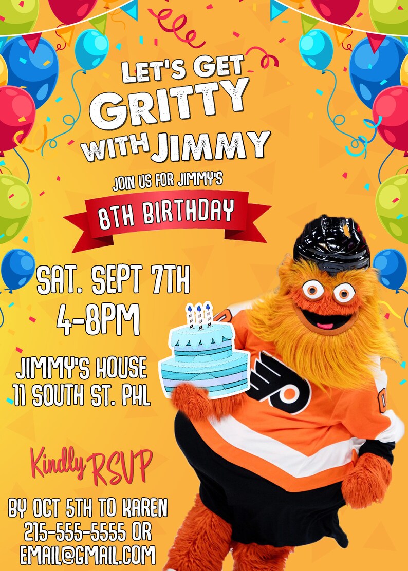 Gritty Invitation Gritty Mascot Invite Flyer's Gritty - Etsy