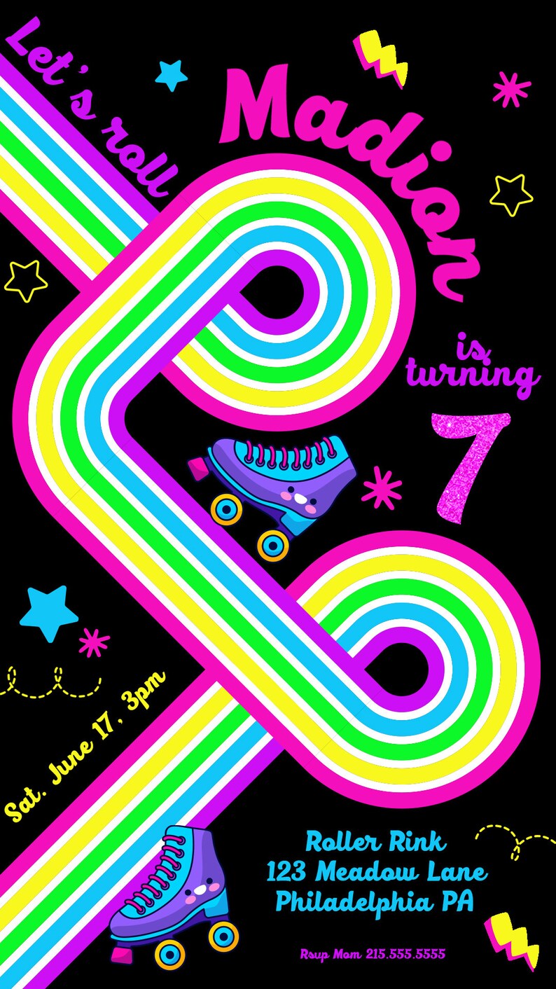 Roller Skating Party Text Invite Roller Party Roller - Etsy