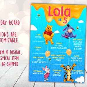 Winnie the Pooh Birthday Board, Digital Birthday Board, Winnie the Pooh ...
