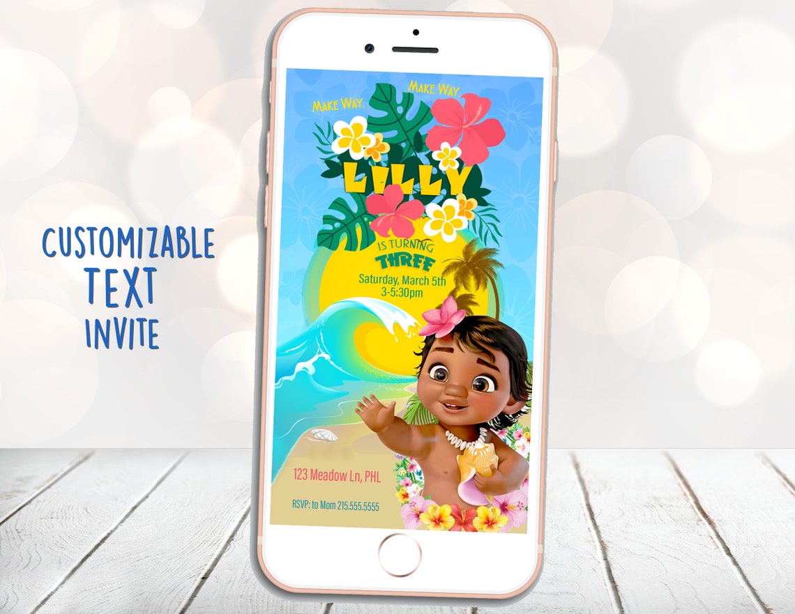 Moana Birthday Text, Moana Birthday, Moana Text Invite, Moana Digital ...
