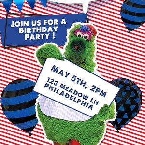 Phanatic Birthday Invitation, Phillies Phanatic Invite, Phillies ...