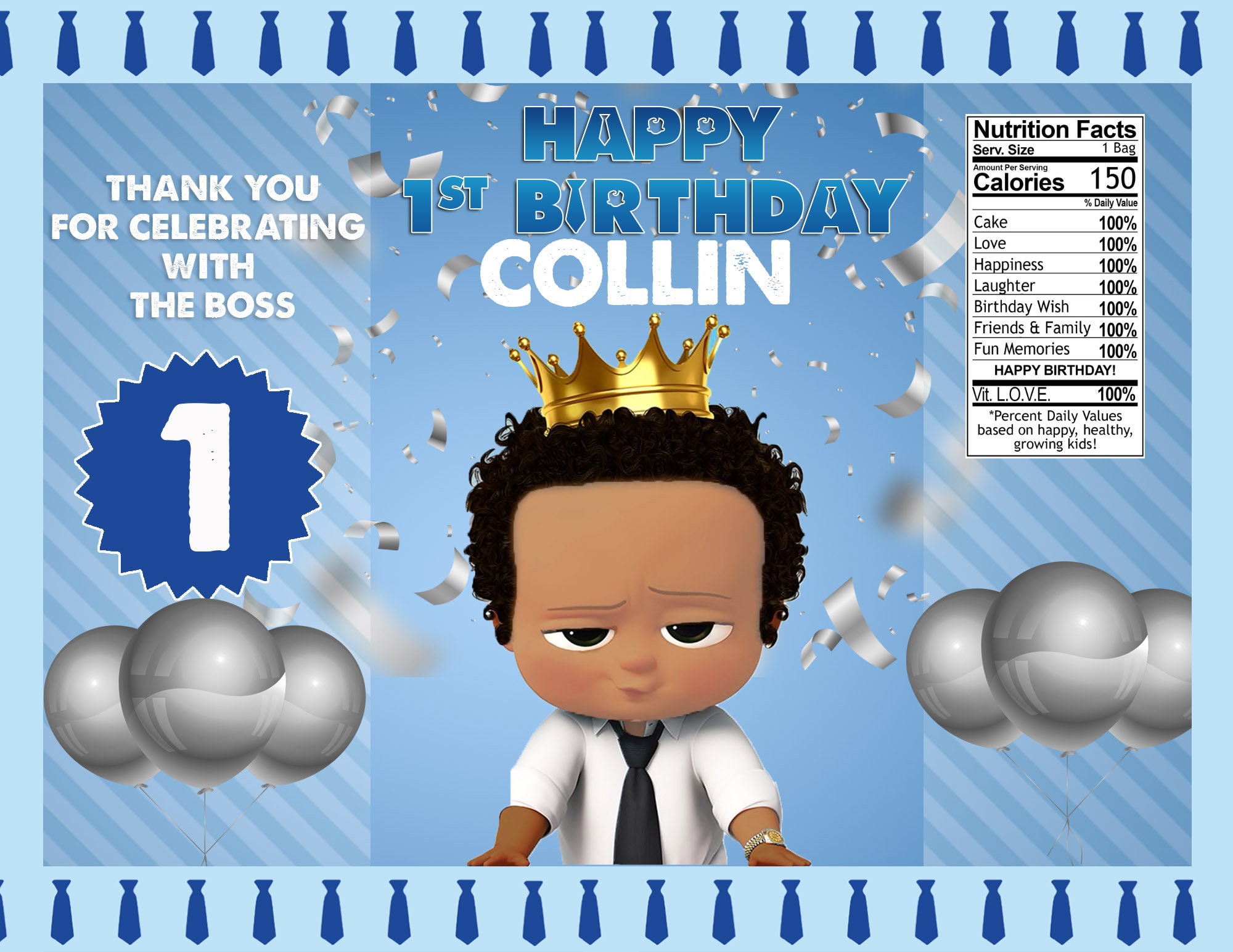 Boss Baby Chip Bag, Digital Chip Bag, Printable Baby Boss Chips, Baby ...