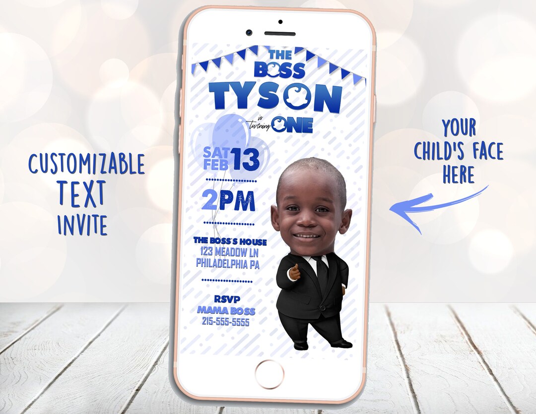 Baby Boss Text Invitation, Baby Boss Invite, Baby Boss Birthday, Baby ...