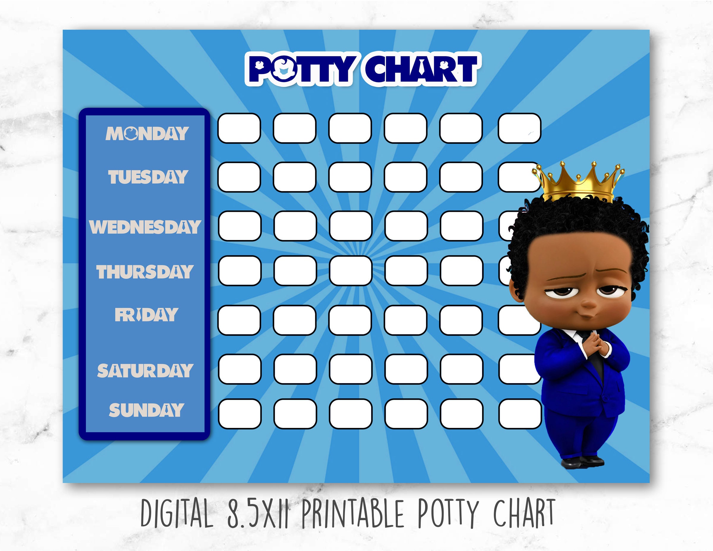 Baby Boss Printable Potty Training Chart, High Res JPG Files, Instant ...
