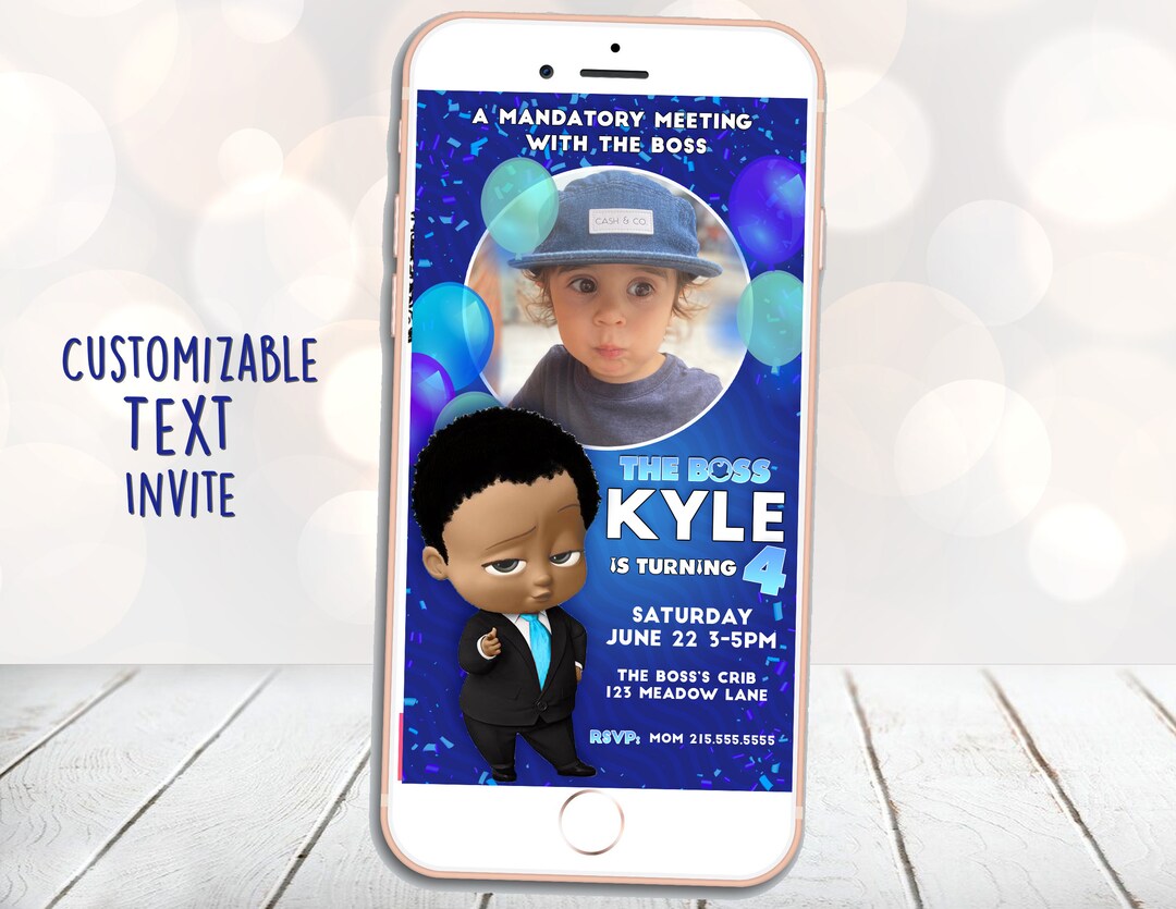 Baby Boss Text Invitation, Baby Boss Invite, Baby Boss Birthday, Baby ...