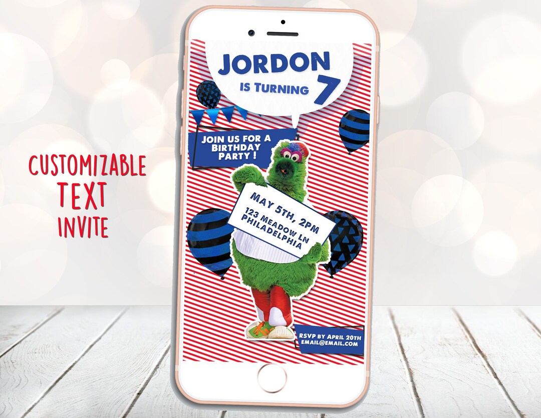 Phanatic Birthday Invitation, Phillies Phanatic Invite, Phillies ...