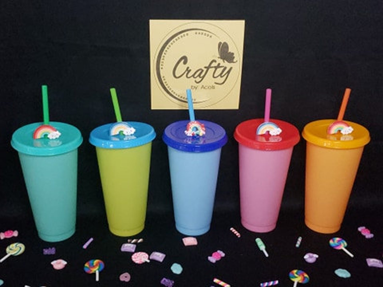 Color Changing Cups, 5pcs PASTEL COLOR, 24oz Cup, Vinyl Crafts, Blank ...