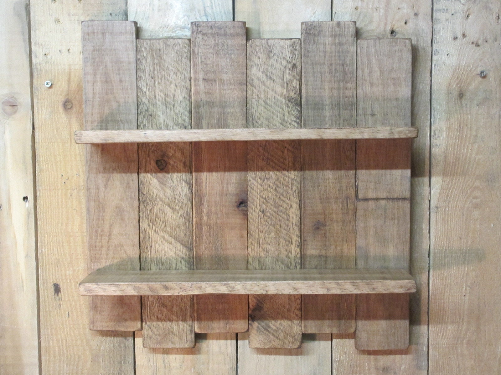 Rustic Hardwood Double Wall Shelf Handmade Wooden - Etsy