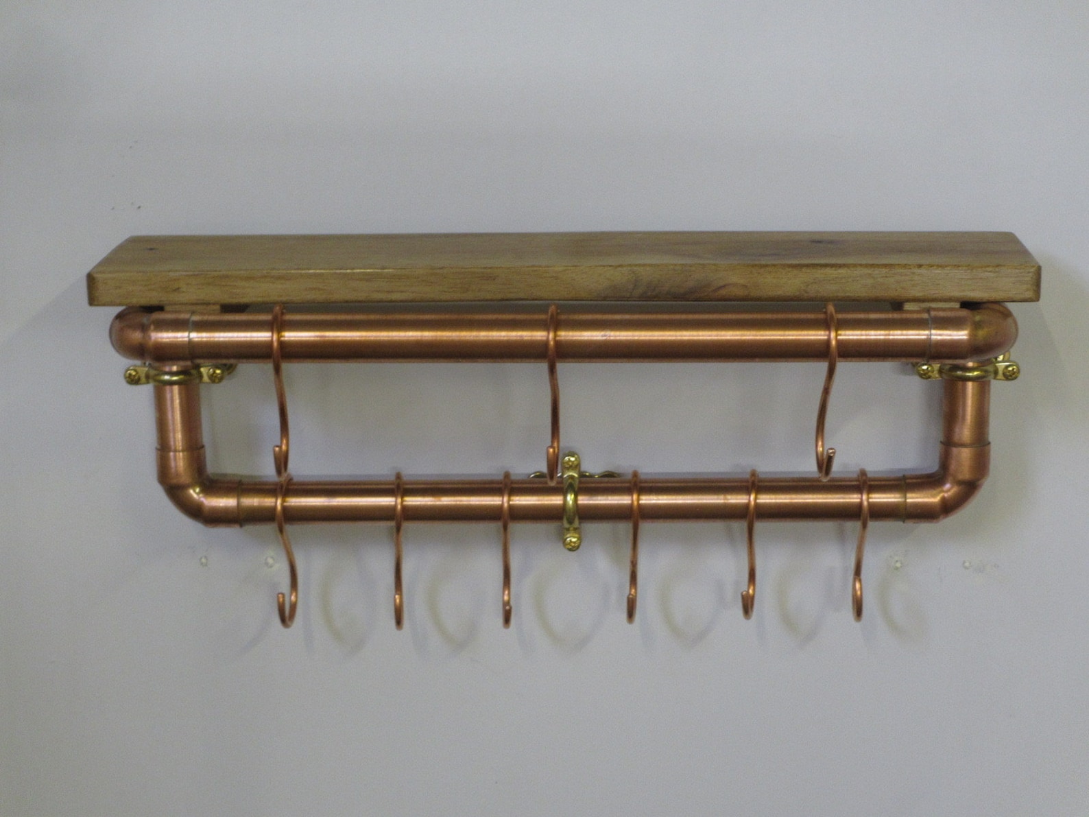 Copper Kitchen Utensil/pan Hanging Rail and Over Shelf With Handmade ...