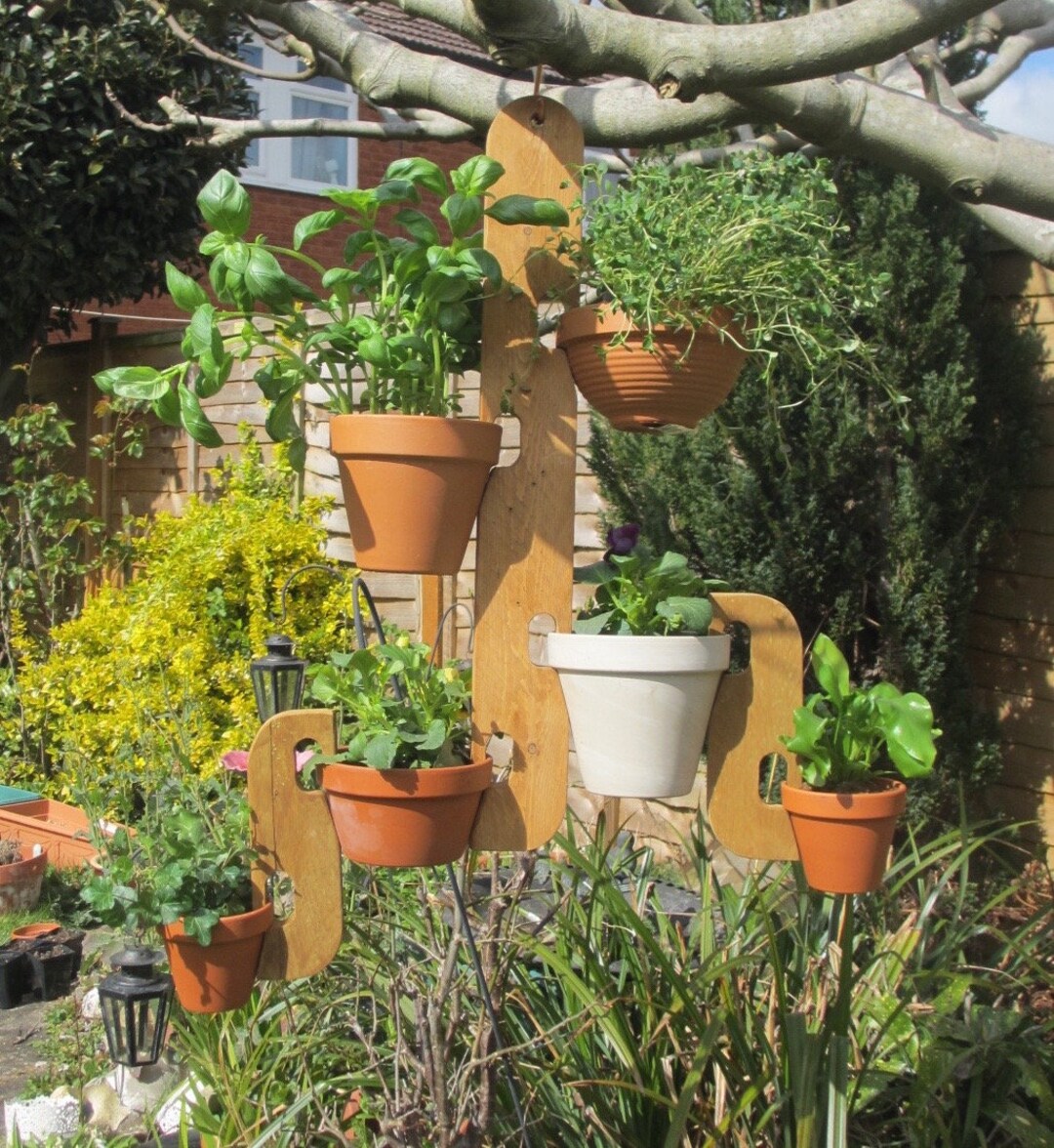 Four Plus Two Pot Handmade Wooden Flower Pot Hanger Holder - Etsy