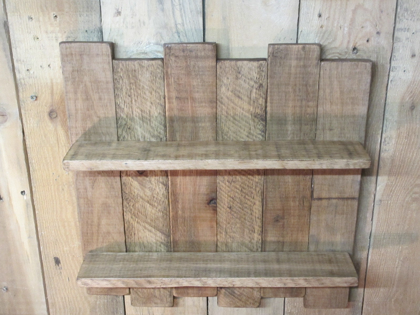 Rustic Hardwood Double Wall Shelf Handmade Wooden - Etsy