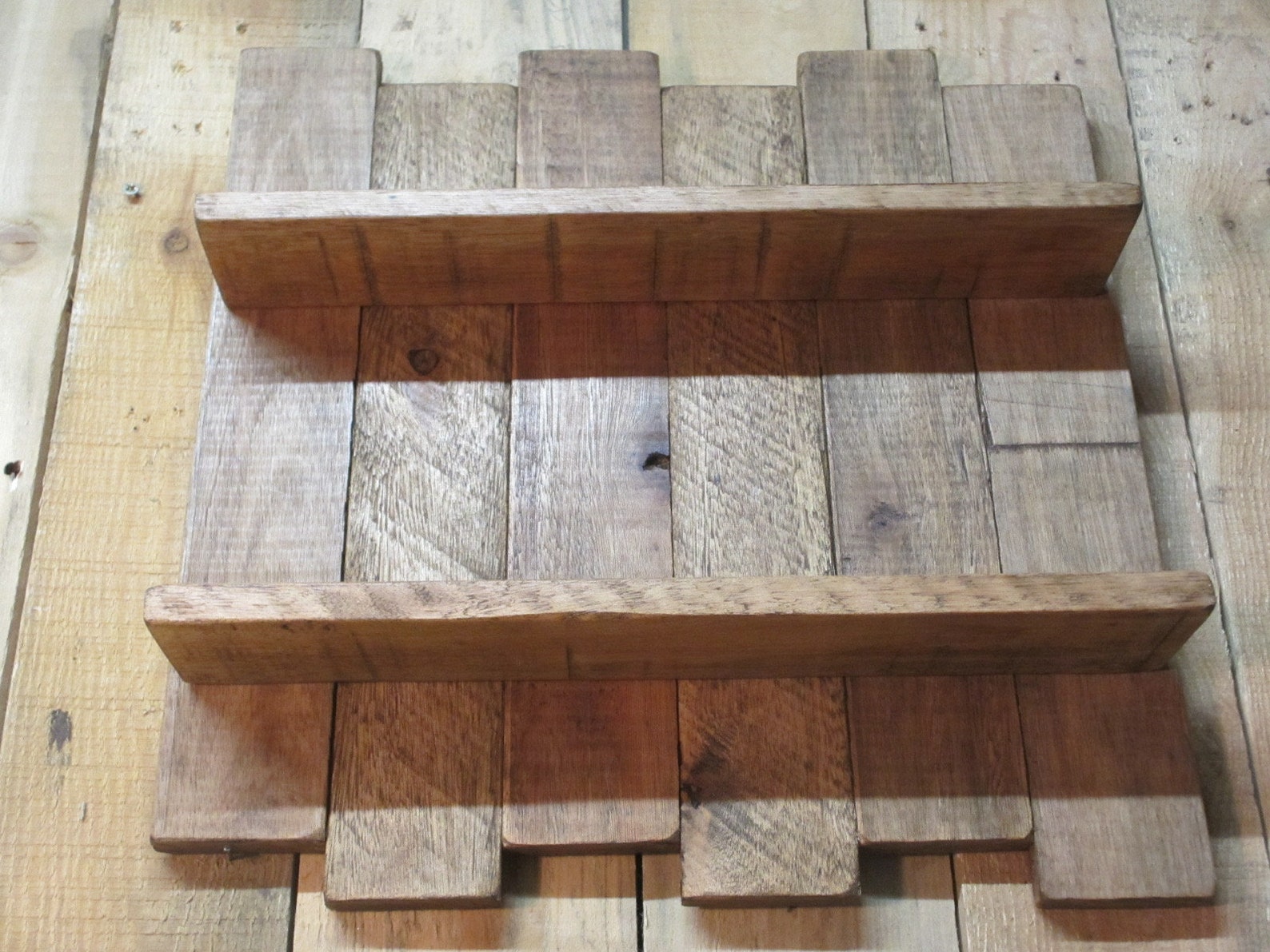 Rustic Hardwood Double Wall Shelf Handmade Wooden - Etsy