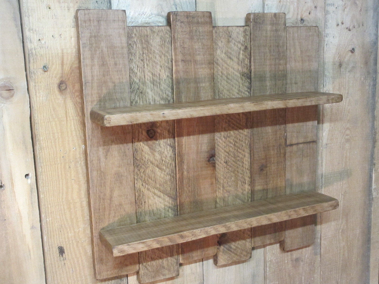 Rustic Hardwood Double Wall Shelf Handmade Wooden - Etsy