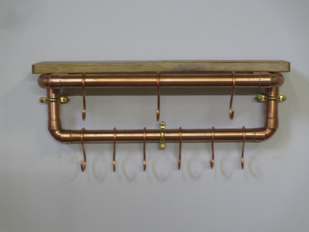 Copper Kitchen Utensil/pan Hanging Rail and Over Shelf With Handmade ...