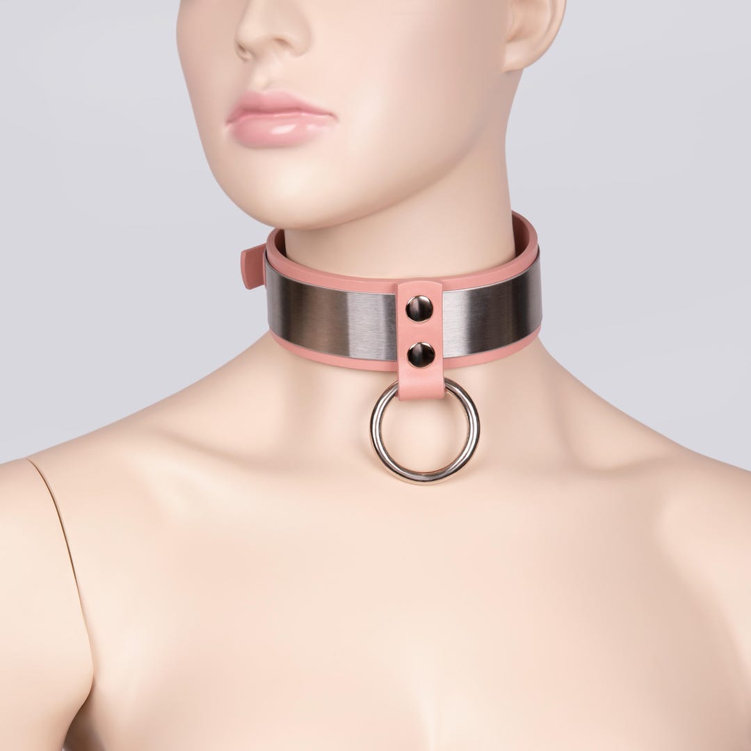 Handmade Custom Pink Bondage Submissive O Ring Collar Choker With