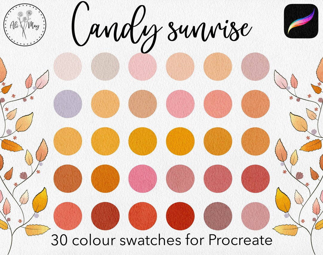 Candy Sunrise Procreate Color Palette | 30 Color Swatches | Instant ...