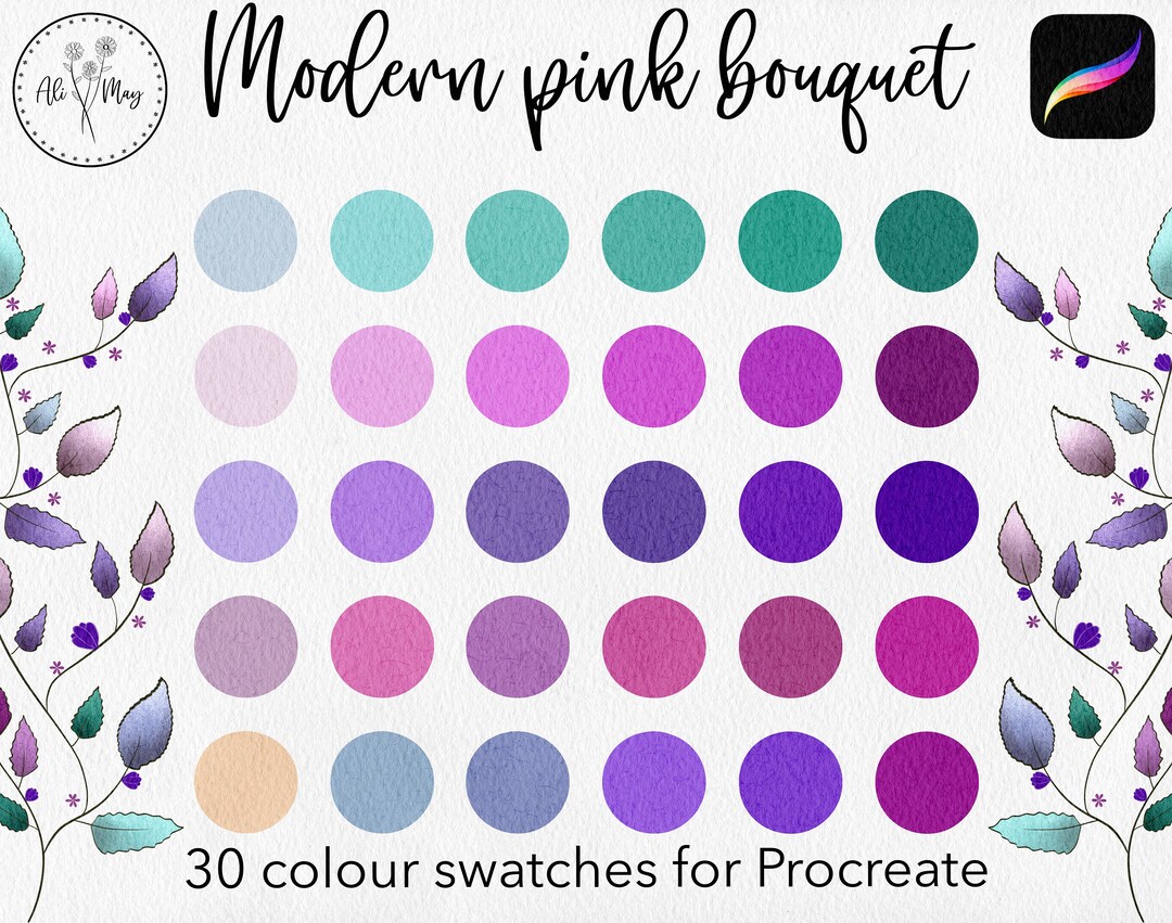 Modern Pink Bouquet Procreate Color Palette | 30 Color Swatches ...