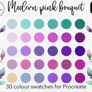 Modern Pink Bouquet Procreate Color Palette | 30 Color Swatches ...