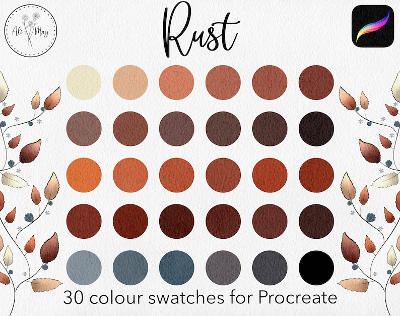 Rust Procreate Color Palette | 30 Color Swatches | Instant Download - Etsy Rust Procreate Color Palette | 30 Color Swatches | Instant Download - Etsy