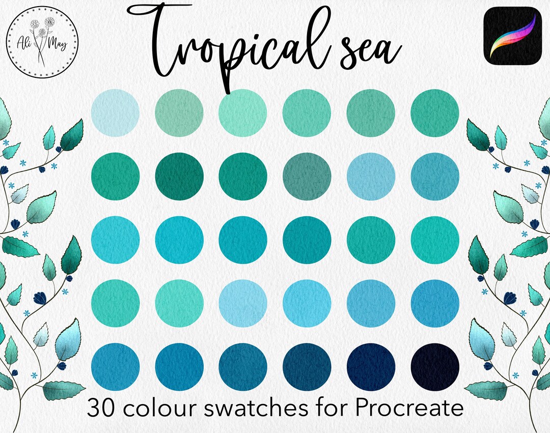 Tropical Sea Procreate Color Palette | 30 Color Swatches | Instant ...